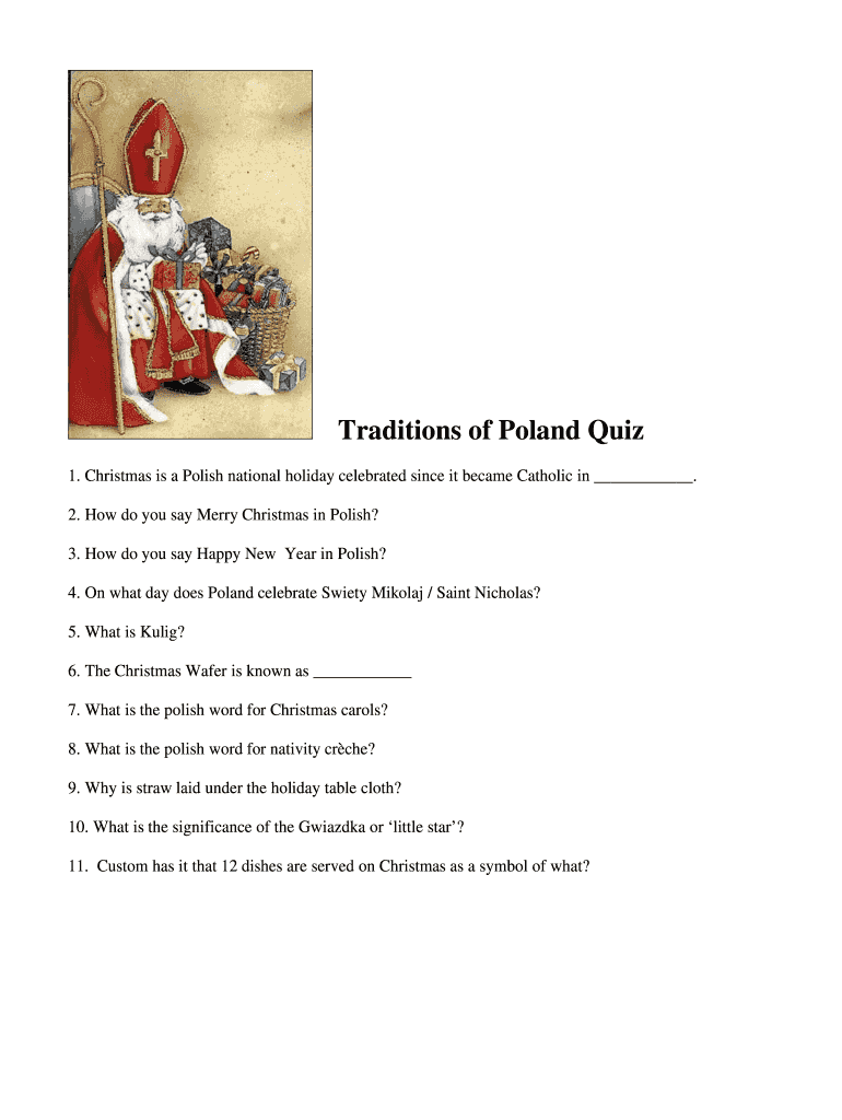 Fillable Online seattlegdynia Traditions of Poland Quiz - Seattle ...