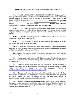 Fillable Online sdcard SDA Membership Agreement document - SD ...