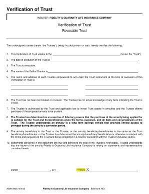 Fillable Online Verification of Trust - mrannuitycom Fax Email Print - pdfFiller