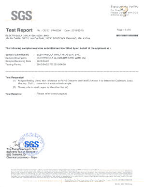 Fillable Online Test Report Page 1 of 5 - Elektrisola Fax Email Print ...