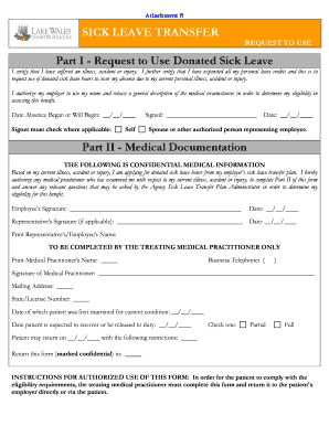 Fillable Online Part I - Request to Use Donated Sick Leave Part II Fax ...