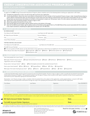 Fillable Online ENERGY CONSERVATION ASSISTANCE PROGRAM ECAP - BC Hydro ...