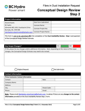 Fillable Online Fibre in Duct Application Form - BC Hydro Fax Email Print - pdfFiller