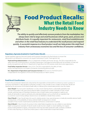 Fillable Online Food Product Recalls: Fax Email Print - pdfFiller