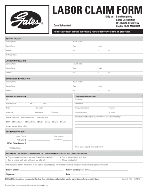 Fillable Online LABOR CLAIM FORM Fax Email Print - pdfFiller