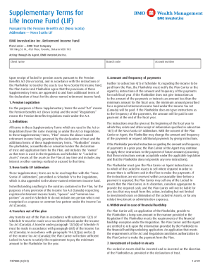 Fillable Online Supplementary Terms for Locked-In Retirement Account ...
