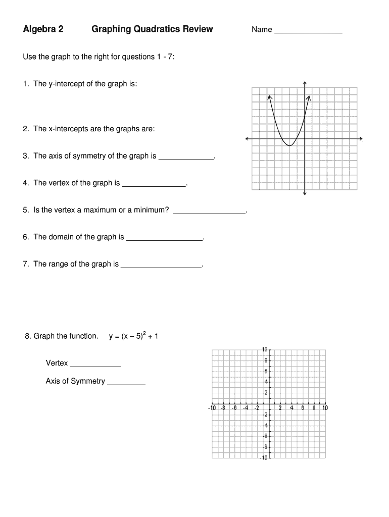 Fillable Online Quadratics Part A Graphing Test Review Fax Email Print ...