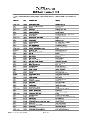 Fillable Online Database Coverage List Fax Email Print - pdfFiller