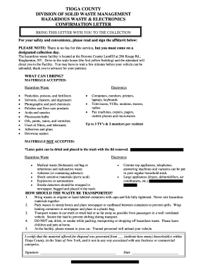 Fillable Online HAZARDOUS WASTE CONFIRMATION LETTER Fax Email Print ...