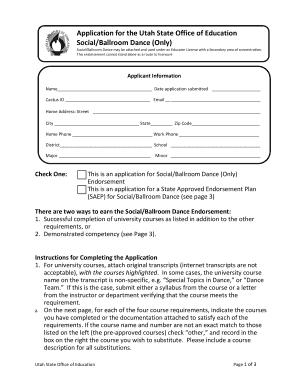Fillable Online schools utah Application for the Utah State Office of ...