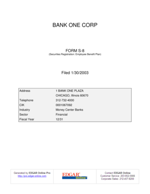 Fillable Online BANK ONE CORP - shareholder Fax Email Print - pdfFiller