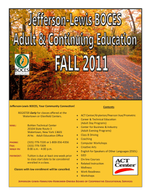 Fillable Online Brochure fall 2011-5 - Jefferson-Lewis BOCES Fax Email ...