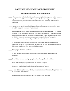 Fillable Online DOWNTOWN ADVANTAGE PROGRAM CHECKLIST Fax Email Print ...
