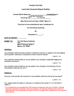 Fillable Online Former Fort Ord Land Use Covenant Report Outline Fax ...