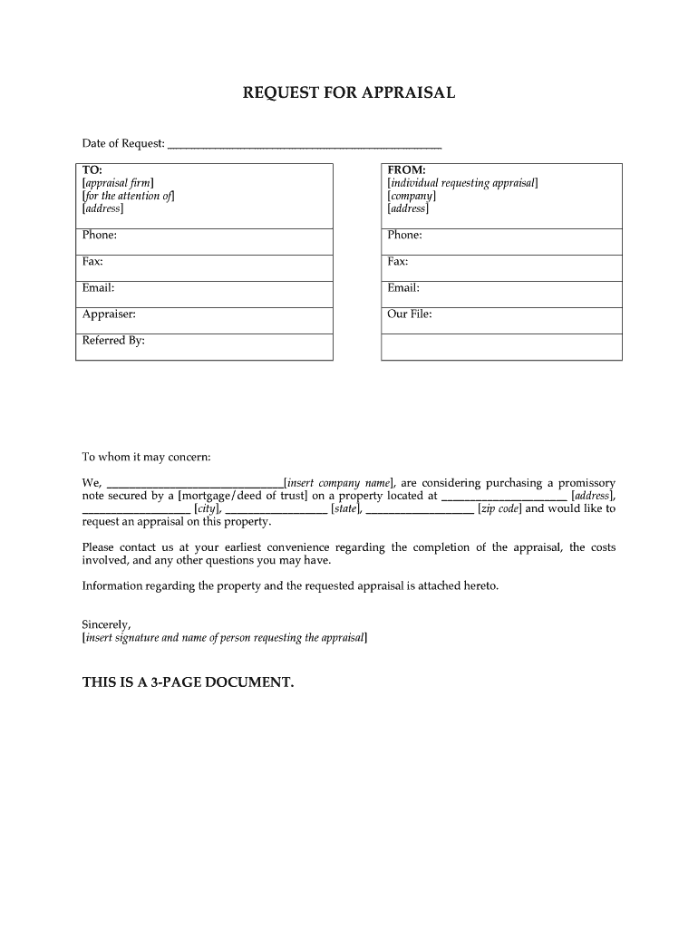 Fillable Online REQUEST FOR APPRAISAL - MegaDoxcom Fax Email Print - pdfFiller