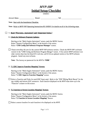Fillable Online MVP-50P Initial Setup Checklist Fax Email Print - pdfFiller