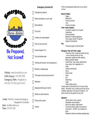Fillable Online Emergency Survival Kit Fax Email Print - pdfFiller
