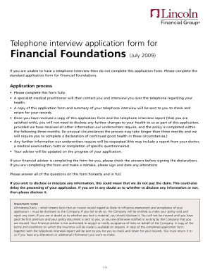 Fillable Online Telephone interview application form for Financial ...