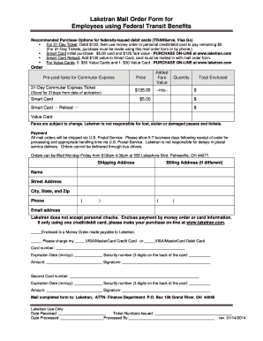 Fillable Online Laketran Transit Benefit Ticket Order Form Fax Email ...