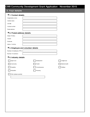 Fillable Online CBB Community Development Grant Application - November ...