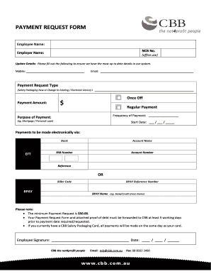 Fillable Online PAYMENT REQUEST bFORMb - CBB Fax Email Print - pdfFiller