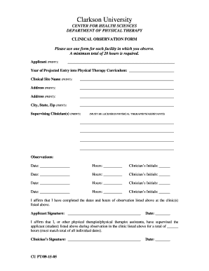 Fillable Online ObservationForm091505.doc Fax Email Print - pdfFiller