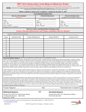 Fillable Online PEV EW NFRASTRUCTURE REBATE REQUEST FORM Fax Email ...