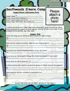 Fillable Online Southwoods Smore Camp Please Fax Email Print - pdfFiller