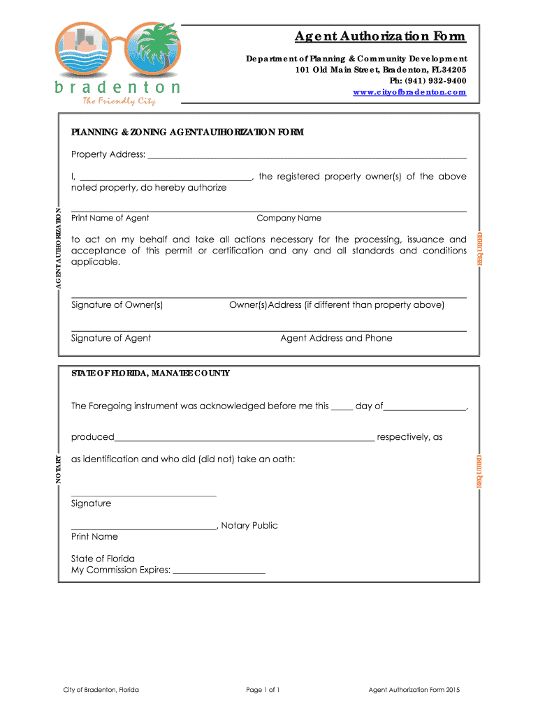 Fillable Online Agent Authorization Form Department of Planning ...
