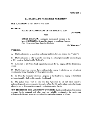 Fillable Online APPENDIX II SAMPLE STAGING AND SERVICE AGREEMENT THIS ...