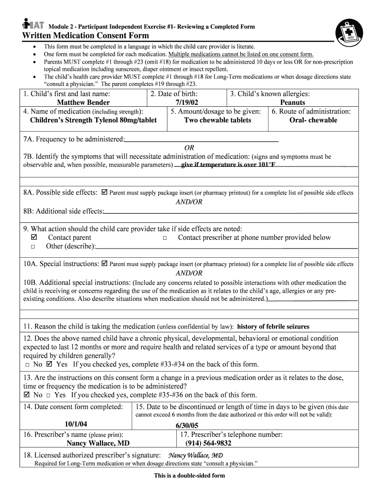Fillable Online dss virginia Written Medication Consent Form - Virginia ...
