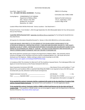 Fillable Online INVITATION FOR BIDS IFB Issue Date August 23 2012 IFB ...