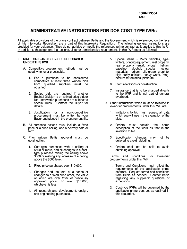 Fillable Online FORM 73564 PURCH MANUAL UNCLAS ADMINISTRATIVE ...
