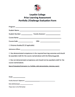 Fillable Online Portfolio Challenge Evaluation Form Fax Email Print - pdfFiller