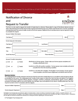 Fillable Online Notification of Divorce and Request to Transfer Fax ...
