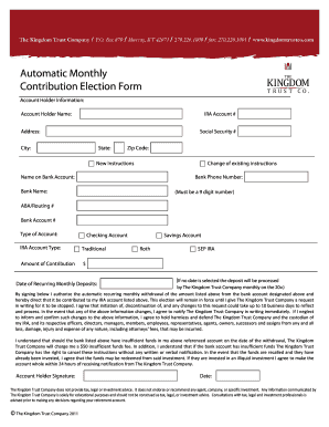 Fillable Online Automatic Monthly Contribution Election Form Fax Email ...