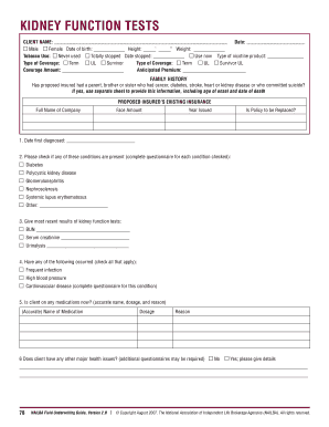 Fillable Online KIDNEY FUNCTION TESTS - Independent Planners Group Fax ...