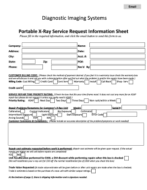 Fillable Online Portable X-Ray Service Request Information Sheet Fax ...