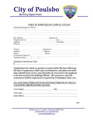 Fillable Online FIRE SUPPRESSION APPLICATION Fax Email Print - pdfFiller