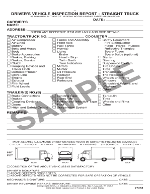 Fillable Online DRIVERS VEHICLE INSPECTION REPORT - STRAIGHT TRUCK Fax Email Print - pdfFiller