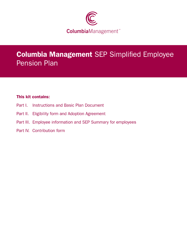 Fillable Online Columbia Management SEP Simplified Employee Pension ...