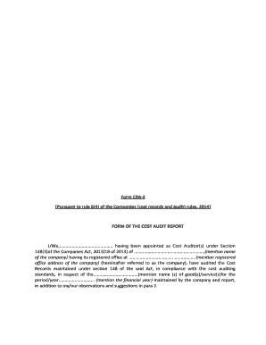 Fillable Online Form CRA-3 Pursuant to rule 64 of the Companies cost ...