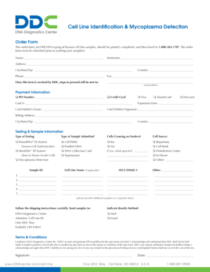 Fillable Online Cell Line Identification Mycoplasma Detection Fax Email ...