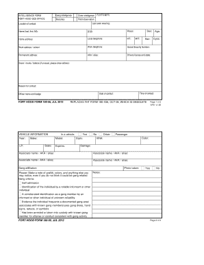 Fillable Online hood army FH Form 190-56 - Fort Hood - hood army Fax ...