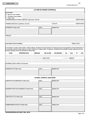 Fillable Online LETTER OF INTENT APPROVAL - Naval Forms Online Fax ...