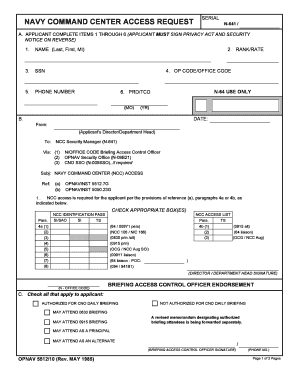Fillable Online Navy command center access request - Naval Forms Online ...