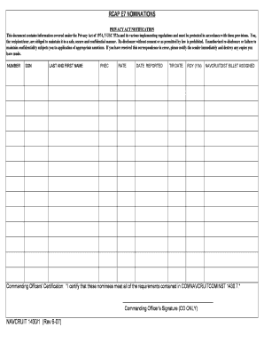 Fillable Online RCAP E7 NOMINATIONS NAVCRUIT 1430/1 - Naval Forms ...