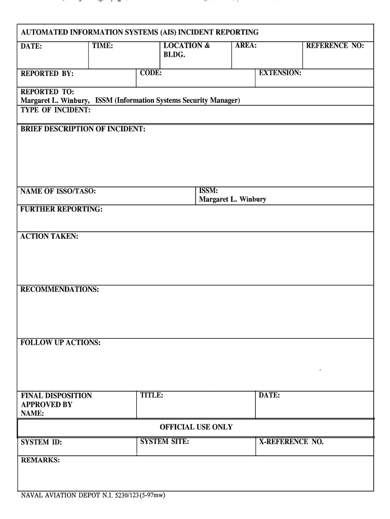 Fillable Online AIS Incident Reporting Fax Email Print - pdfFiller