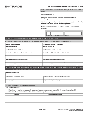 Fillable Online STOCK OPTION SHARE TRANSFER FORM - E*Trade Fax Email ...