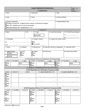Fillable Online faa FLIGHT SERVICE STATION DATA FAA Form 7900-3 (1/13 ...